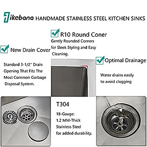 IKEBANA Undermount Bar Sink,15 x 15 Inch 18 Gauge Single Bowl Small Wet Bar Sink, Brushed Nickel Stainless Steel Prep Rv Kitchen Sink with Bottom Grid and Strainer