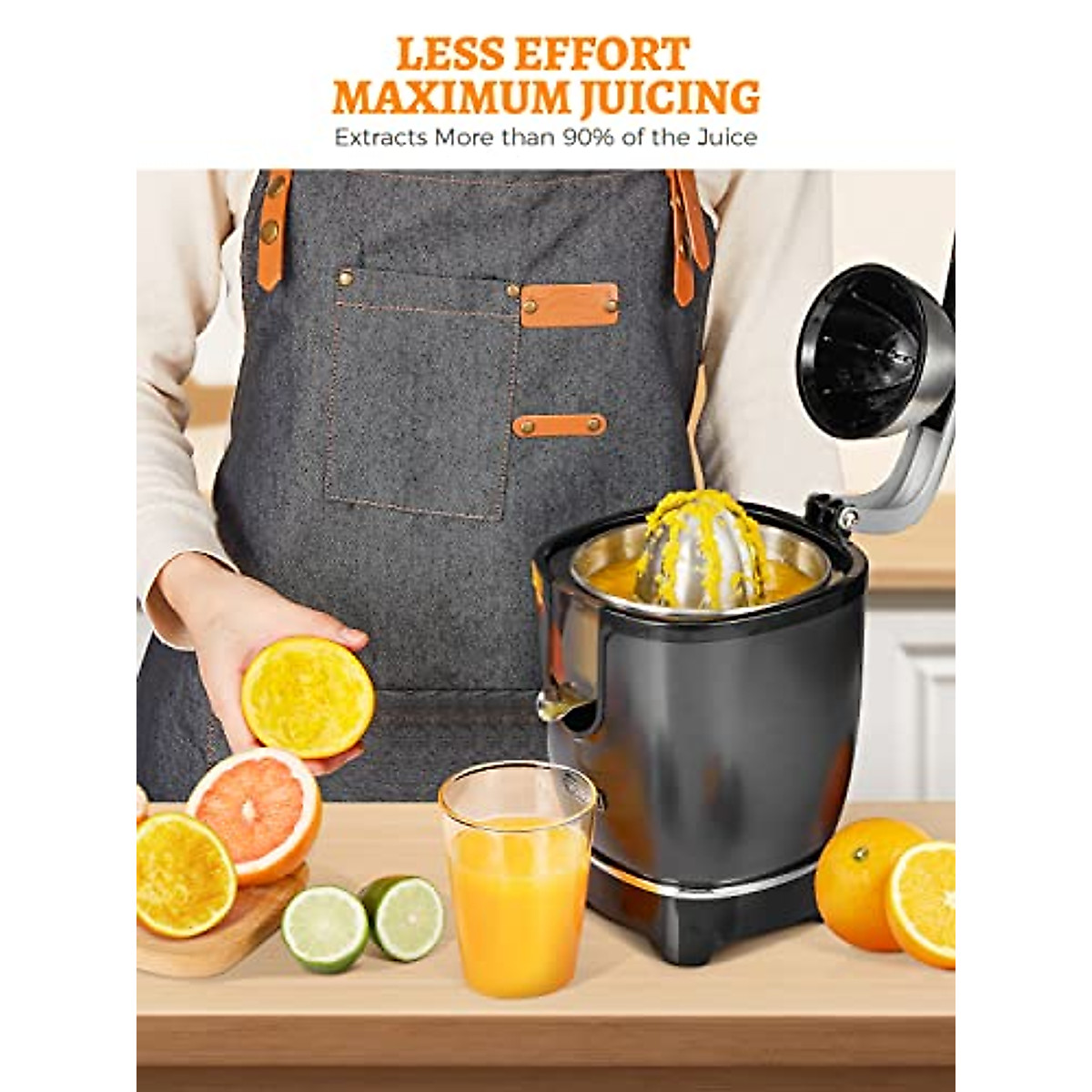 OSTBA Citrus Juicer Electric, Orange Juicer with Two Cones, Lemon Lime Grapefruit Orange Juice Squeezer, Anti-drip Spout, Stainless Steel Handle, Easy to Clean and Use