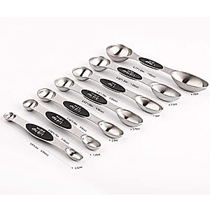 Magnetic Measuring Spoons Set of 7 Stainless Steel Dual Sided Teaspoon Tablespoon for Measuring Dry and Liquid Ingredients
