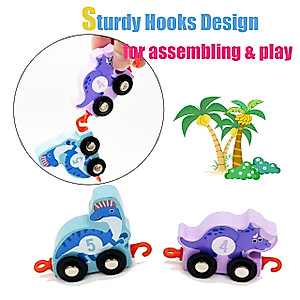 Dinosaur Toys for Kids 2-4 Gifts, Wooden Educational Dinosaur Train Set for Toddlers Age 3-5 with Playmat/Storage Bag, Montessori Educational Toys for 2+ Years Old Boys & Girls