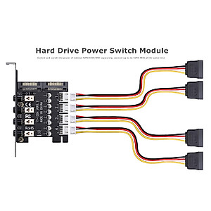 Hard Drive Power Switch Module for 2.5 inch / 3.5 inch SATA HDD/SSD, 4-Way Hard Drive Power Independent Switch Controller with TVS Protection