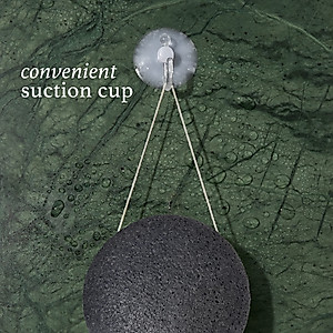 Julep Single Konjac Sponge - Face - Skin-Clarifying Charcoal Gentle Exfoliating Cleansing Tool with Convenient Suction Cup Hook