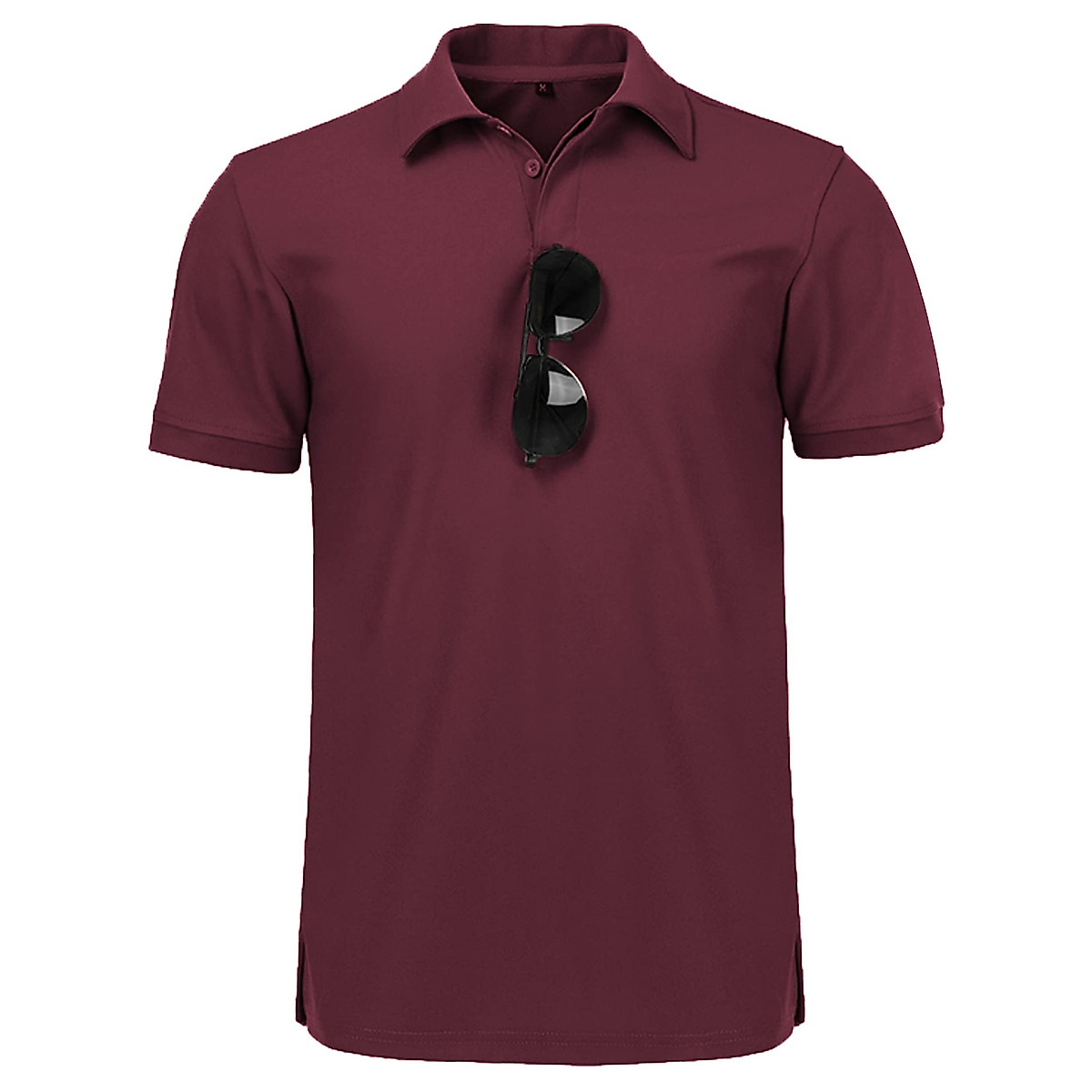 SCODI Mens Polo Shirts Performance Short Sleeve Tactical Shirts Athletic Golf Shirt 012-Wine Red 2XL
