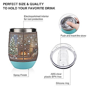 WYUSPGK 304 Stainless Steel Insulated Cup, Warm Fireplace Print Smooth Rim, Durable & Reusable - Perfect for Office, Home, And Travel
