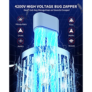 Minimoon Bug Zapper Outdoor, Upgraded Mosquito Zapper with Dual LED Light, 4200V Fly Zapper, 15W Electric Fly Traps Outdoor, IPX4, 8.2Ft Cord, Insect Trap for Yard, Backyard, Patio
