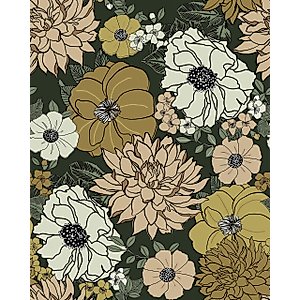 MelunMer Floral Peel and Stick Wallpaper Boho Flower Contact Paper for Cabinets Vintage Contact Paper Self Adhesive Removable Wallpaper for Bedroom Bathroom Waterproof Decor Dark Color 78.8inL17.3inW