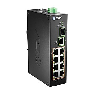 BV-Tech 8 Port PoE Switch with 1 Gigabit Uplink and Industrial DIN Rail - Power Over Ethernet Network Switch for IP Cameras, VoIP Phones, Wireless APs - IEEE802.3af/at, Wide Temperature Range