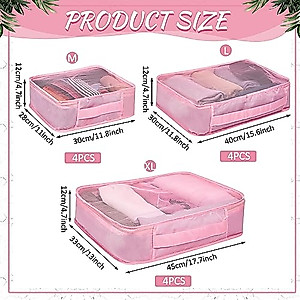 Silkfly 12 Pcs Packing Cubes for Suitcase Travel Luggage Bags Bulk Mesh Organizer Set for Hiking Camping Backpacking Clothes Accessories (Pink,XL, L, M Size)