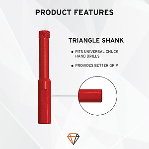 Superior Diamond Tools Dry Diamond Drill Bits - 2pk 1/4'' (6mm) Triangle Shank - Tile Drill Bits - Ceramic Drill Bit - Porcelain Drill Bits - Diamond Drill Bits for Stone