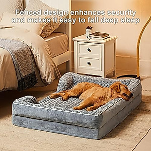 WNPETHOME Dog Beds for Extra Large Dogs, Washable Dog Bed, Bolster Dog Sofa Bed with Waterproof Lining & Non-Skid Bottom, Orthopedic Egg Foam Dog Couch for Pet Sleeping, Pet Bed for Extra Large Dogs