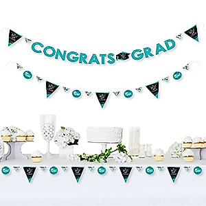 Big Dot of Happiness Teal Grad - Best is Yet to Come - Turquoise Graduation Party Letter Banner Decoration - 36 Banner Cutouts and Congrats Grad Banner Letters