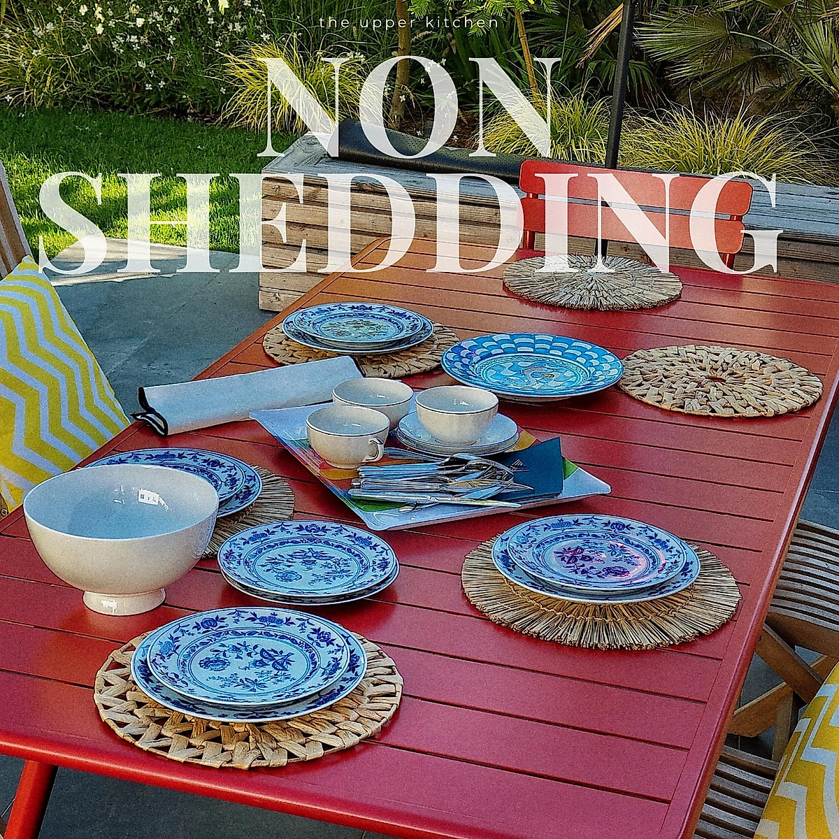 The Upper Kitchen Chargers for Dinner Plates – 14 inch Water Hyacinth Placemats, Woven Placemats, Rattan Chargers, Boho Charger Plates, Plate Chargers