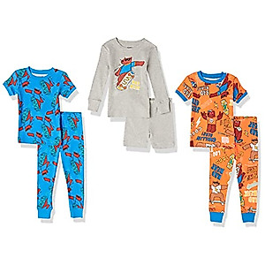 Amazon Essentials Boys' Snug-fit Cotton Pajamas Sleepwear Sets (Previously Spotted Zebra), Pack of 3, Bear Print, 8