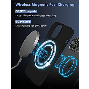 Kimguard Silicone Magnetic Case for iPhone 13 Pro Max Magsafe Case Silicone Phone Case with Microfiber Lining for iPhone 13 Pro Max 6.7 inch 2021,Black