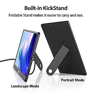 Portable Monitor, QQH 15.6" Portable Travel Monitor for Laptop 1080P FHD IPS Second Screen, Gaming Monitor, USB C HDMI External Monitor Display for Computer Phone PC MAC PS4 Switch, Foldable Kickstand