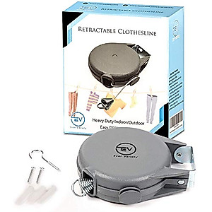 Ever Variety Retractable Clothesline Indoor and Outdoor Cord 49 Feet, Heavy Duty 30lbs Weight Capacity Clothes Line Retracting Indoor, Space Saving and Easy Installation Laundry Extendable Clothesline
