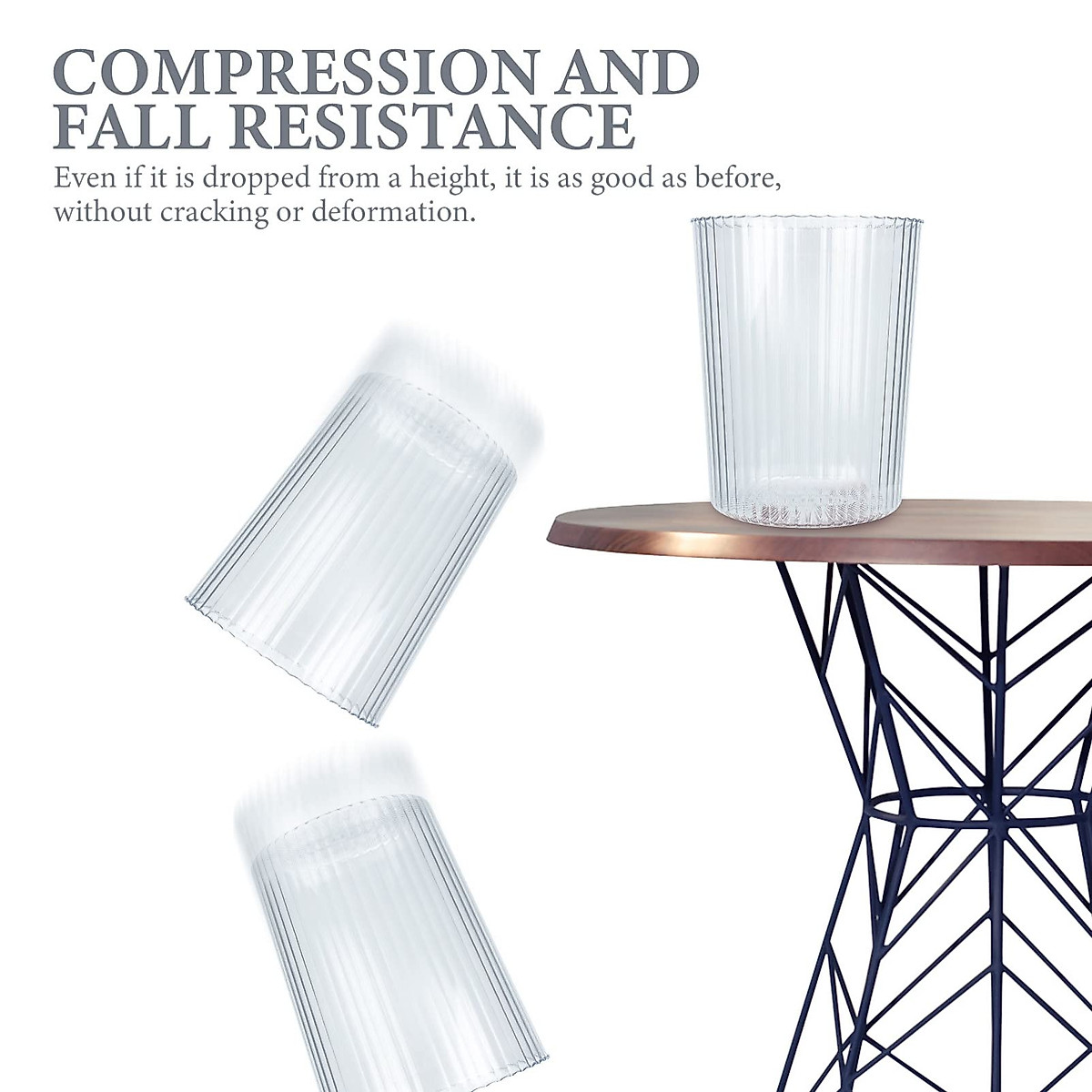 LIFKOME Plastic Waste Basket, Clear Round Trash Can Small Wastebasket Garbage Container Bin for Bathroom, Bedroom, Kitchen, Home, Office