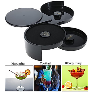 Mono-gatari 3 Tier Bar Glass Rimmer, Bartender Tool Salt Sugar Lime for Cocktails Margaritas Bloody Marys and Gimlets, Black ABS