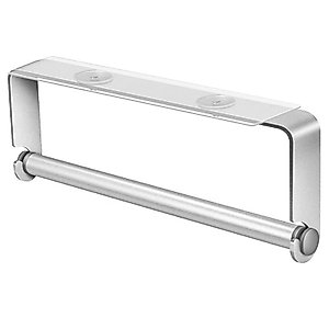 URALFA Adhesive Paper Towel Holder Under Cabinet, Paper Towel Rack Self-Adhesive or Drilling Wall Mounted for Kitchen Towels Holder, Paper Roll Holder for Bathroom, Kitchen, Pantry, Sink (Silver)