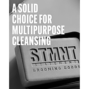 STMNT Grooming Goods Hair & Body Cleansing Bar, 4.4 oz | SLS/SLES Sulfates Free | Moisturizing Formula w/ Activated Charcoal | Travel Friendly