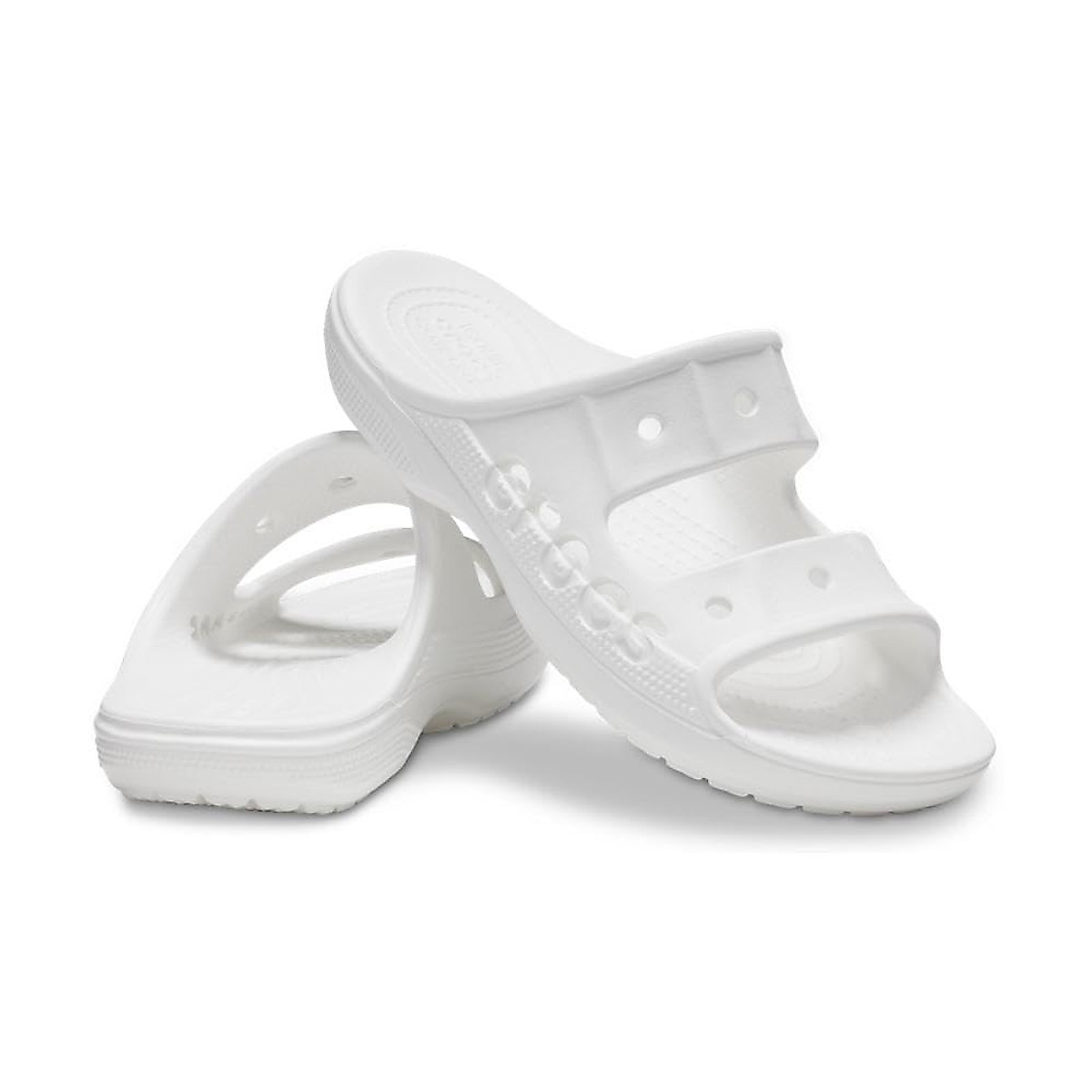 Crocs Unisex Men's and Women's Baya Two-Strap Slide Sandals, White, Numeric_13 US
