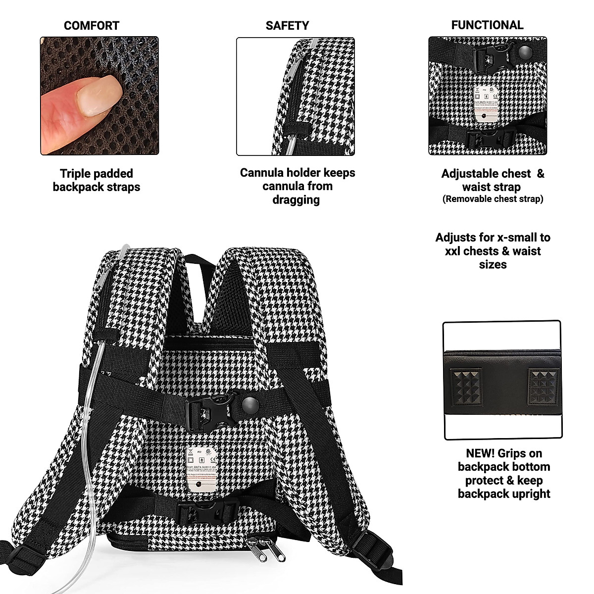 o2totes USA Backpack Fit For Inogen One G5, Inogen Rove 6, fits standard & double batteries, zippered bottom, Pockets for Inogen Accessories (Backpack only, does not contain the unit)