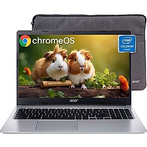 acer Chromebook 315 15.6 HD Laptop | Intel Celeron N4020 with 4GB LPDDR4 | 4GB RAM | 64GB SSD | Intel UHD Graphics 600 | Chrome OS | Bundle with 64GB USB Flash Drive, Silver
