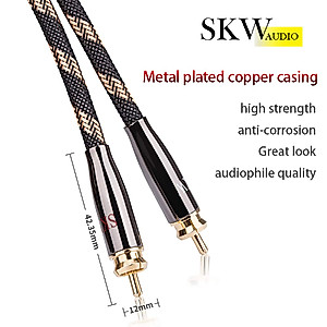 SKW Upgrad Audiophiles Audio Cable 2RCA Male to 2RCA Male HiFi System Converter Adapter with Diameter 12.8mm Black 4.9ft (1.5M)
