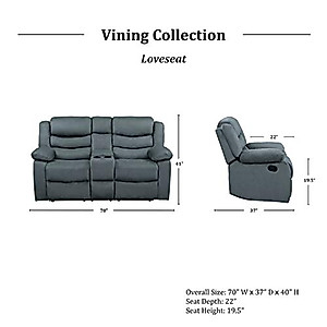 Homelegance 70" Manual Double Reclining Loveseat, Gray