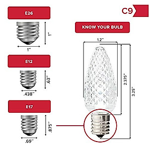 HLO Lighting Set of 25 Yellow C9 Christmas Lights | Faceted C9 LED Christmas Light Bulbs for Indoor & Outdoor Use | Durable C9 LED Lights | Replacement C9 Bulbs