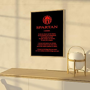 Spartan Code Affirmations- Motivational Quotes Wall Art Decor, Black & Red Gloss Warrior Inspirational Print for Home Decor, Gym Decor, Office Decor. Unframed- 8x10"