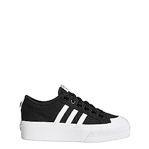 adidas Originals Women's Nizza Platform, Black/White/White, 9