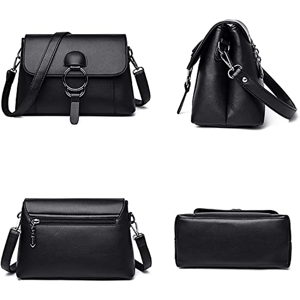 HDHTB Women Messenger Bags Leather Handbags Designer Fashion Ladies Shoulder Bag Crossbody Bags For Women (black)