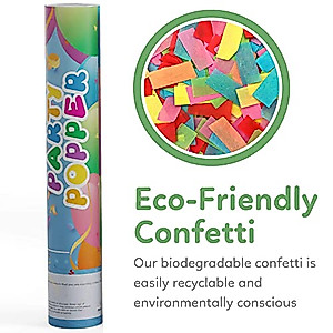 6 Pack New Years Eve Biodegradable Confetti Cannon Confetti Poppers | Multicolor | TUR Party Supplies | Launches Up to 25ft | Giant (12 in) | Party Poppers for Graduation, Birthdays, Weddings, and Memorial Day
