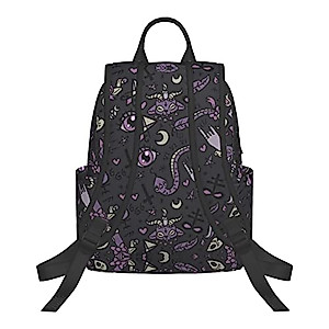 NHGFVT Purple Black Goth Spooky School Backpack for Girls Boys Student Bookbag Teens College Durable Lightweight Hiking Travel Bag