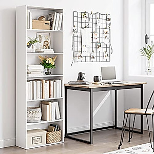6 Tier Bookcase Freestanding Display Rack Wood-Look Bookshelf Open Shelf Storage Rack for Home Office - White, 23.6 x 9.25 x 70.8 in