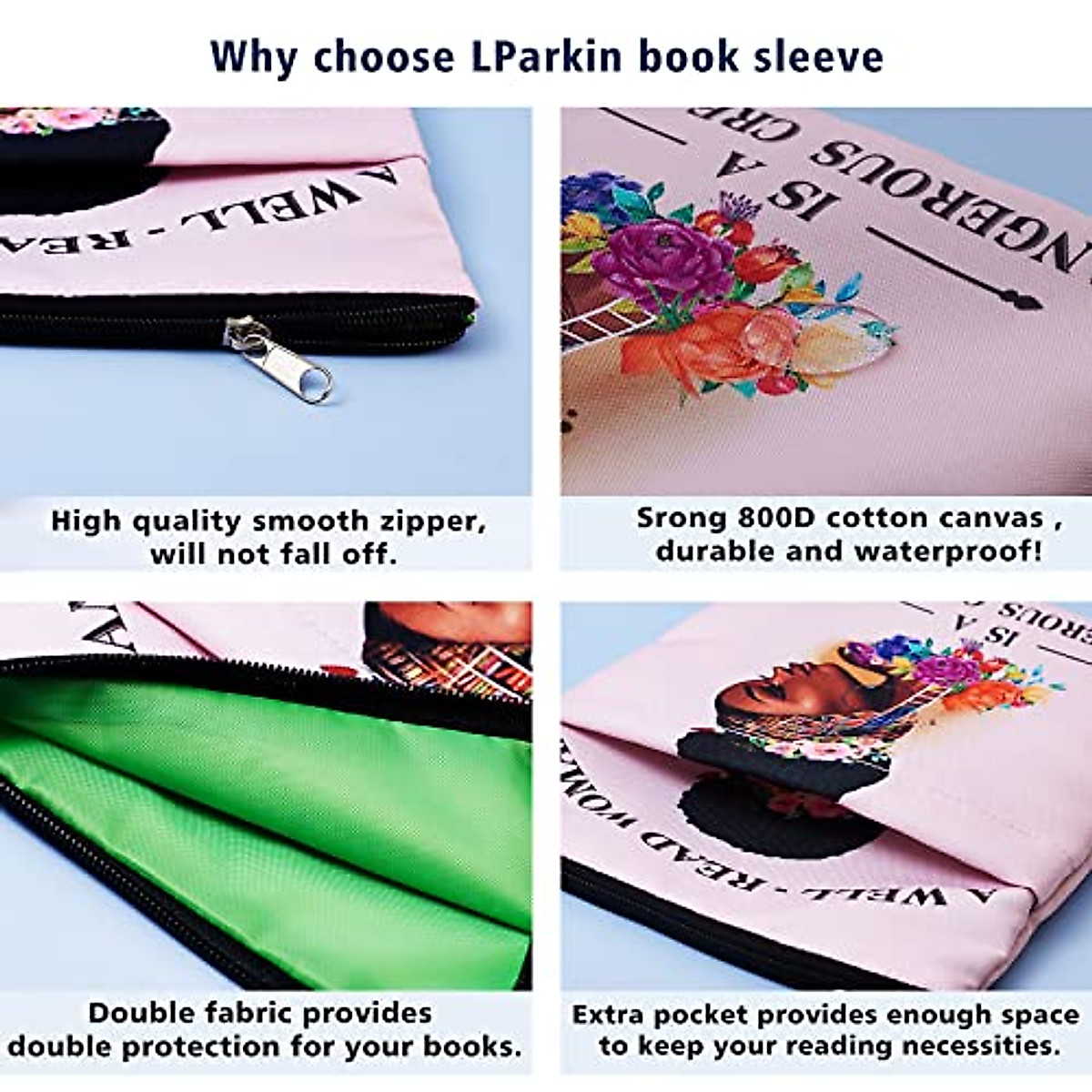 A Well-Read Woman is A Dangerous Creature Book Sleeve, Book Sleeves with Zipper, Book Covers for Paperback, 11 X 8.5 Inch, Book Lovers Gifts