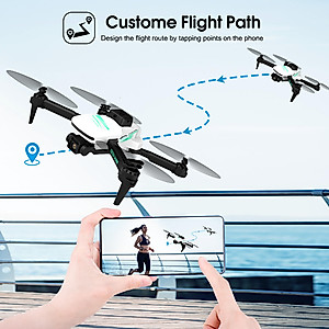 Drone with 4K FPV Dual Cameras,RC Aircraft Quadcopter with Headless,3D Flips,One Key Start,3 Speed Adjustment,2 Batteries 40 minutes of battery life, Foldable Drone for Kids,Adults,Beginners,Air Pressure Fixed Height,Christmas gift,Automatic Return,Optica