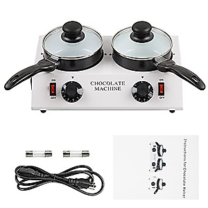 ZXMOTO Chocolate Tempering Machine 110V Electric Chocolate Fondue Melter Chocolate Melting Pot Adjustable Temperature Perfect for Halloween Parties-Double Boiler Pot