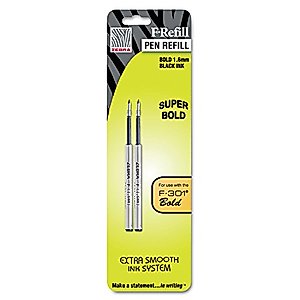 ZEBRA 82712 Refill For F-301, F-301 Ultra, F-402, 301A, Spiral Ballpoint, Black, Bold, 2/Pk