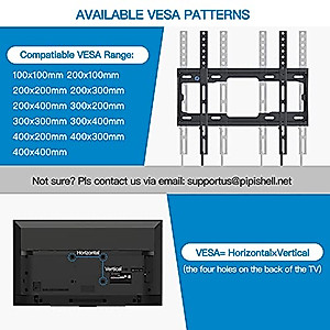 Pipishell Fixed TV Wall Mount Bracket Low Profile for 26-55 Inch LED, LCD, OLED, 4K Flat Curved Screen TVs, Ultra Slim Mounting Bracket, Max VESA 400x400mm up to 99 lbs, Fits 16" Wood Studs