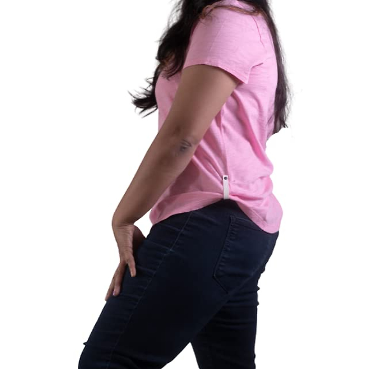 Nani Shirt Clips, White with Black & Silver Rivets, T-Shirt Clips, Cinch Clip, Magnetic Clothing Clip, 1 Pair (2 Clips)