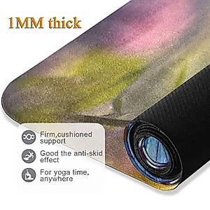 GOODOLD Butterfly and Pink Flower Yoga Mat, 71 x 26 Inch Non-slip Yoga Mats Folding Travel Exercise Mat Indoor Outdoor Gym Pilates with Storage Bag for Women Men