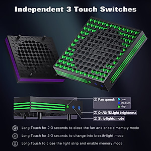 Narati Wall Mount with Cooling Fan Kit for Xbox Series X, RGB Light Strip, 2 Controller Holder & Headphone Hook, 3 Level Adjustable Speed Fan, Mount XSX Facing Forward