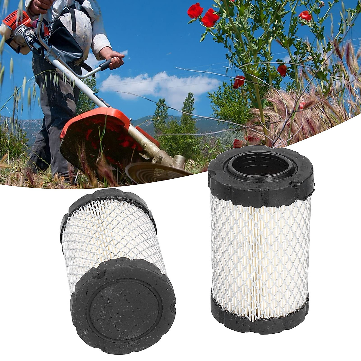 OUKENS Air Filter, Air Cleaner Cartridge, Lawn Mower Fuel Filter Set Replacement 796031 for E100 E120 E130 E140 E150 100 Series Tractor