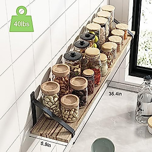 Fixwal Floating Shelves, 36 Inch Wall Bookshelf Set of 3, Large Floating Book Shelves for Wall Decor, Rustic Wood Wall Storage Shelves for Bedroom, Living Room, Kitchen, Bathroom (Carbonized Black)