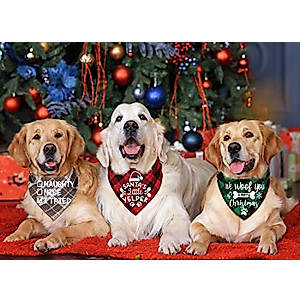 4 Pack Merry Christmas Xmas Dog Bandanas - Triangle Fall Christmas Xmas Dog Bandana Classic Plaid Pet Scarf Bibs Kerchief Gift Set Pet Holiday Accessories Decoration for Small to Large Puppy Dogs Cats