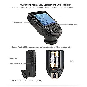 Godox Xpro-N TTL Wireless Flash Trigger Transmitter for Nikon, 1/8000s HSS, TTL-Convert-Manual Function, Large Screen, 5 Dedicated Group Buttons, 11 Customizable Functions with Cleaning Kit