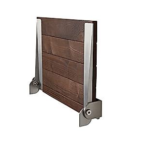 Seachrome 18 inch Silhouette Slimline Folding Wall Mount Shower Bench Seat, Natural Ash Wood Thermacor Seat with Silver Frame