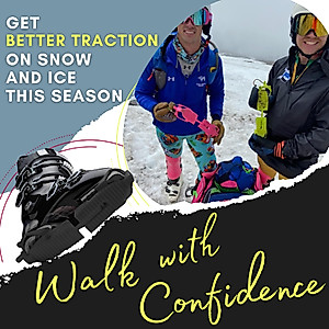 Ski Boot Traction Cleats - (Adult & Youth Sizes, Classic Version) - Adjustable Comfort Soles for Protection While Walking in Skiing Boots, for Men, Women, & Youth (Black, Adult)